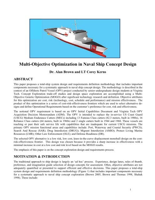 Multi-Objective Optimization in Naval Ship Concept Design