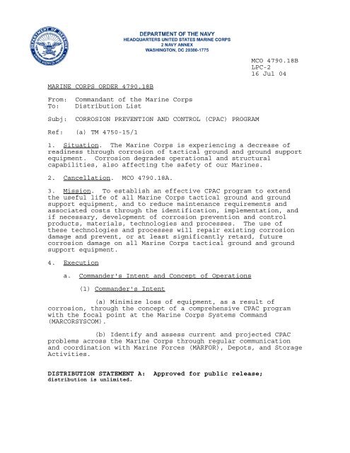 MCO 4790.18 B - Marine Corps Systems Command