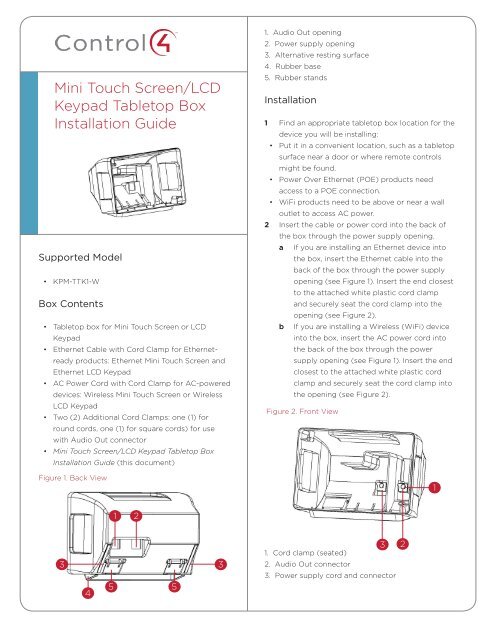 Mini Touch Screen/LCD Keypad Tabletop Box Installation ... - Control4