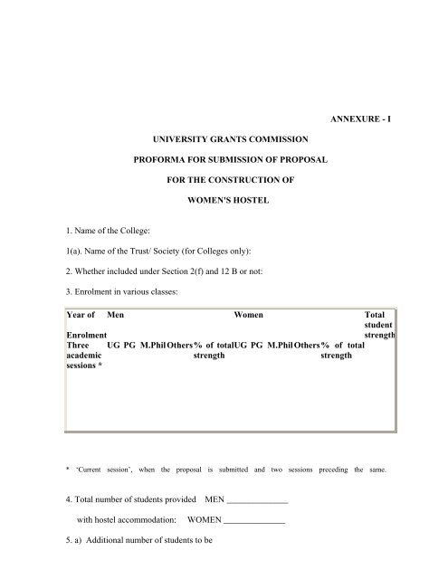 ANNEXURE - I UNIVERSITY GRANTS COMMISSION ... - UGC