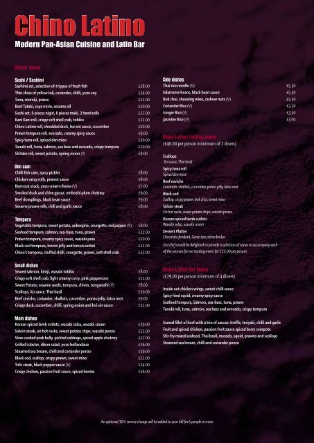 Dinner menu Chino Latino tasting menu - Things to do in ...