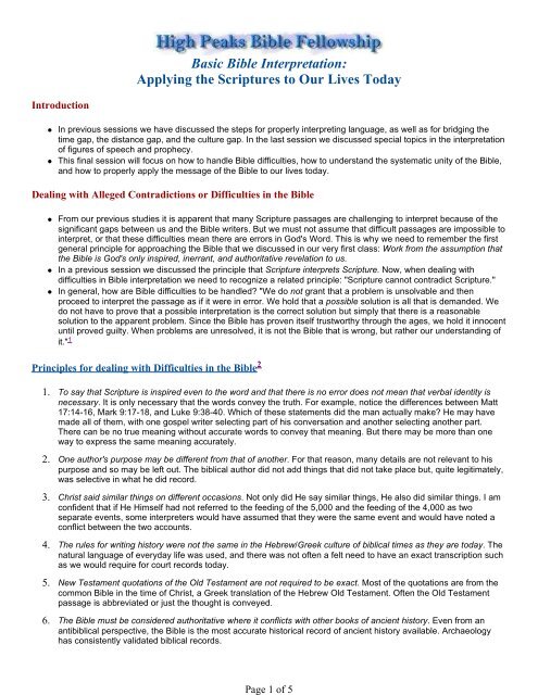 Basic Bible Interpretation: Applying the Scriptures ... - Spirit ...