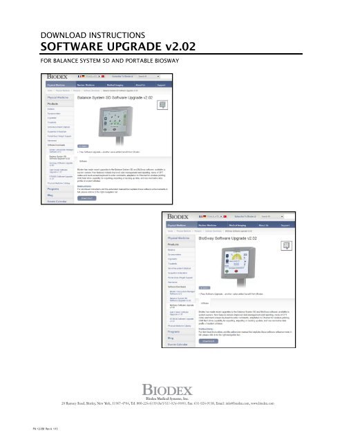 Download Instructions, Software Upgrade v2.02 for ... - Biodex