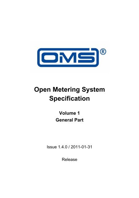 Open Metering System Specification Volume 1 ... - OMS-Group