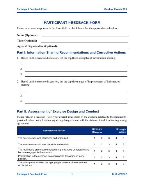 Participant Feedback Form (DB)