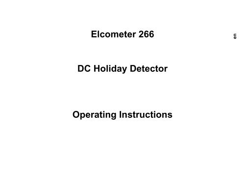 Elcometer 266 Holiday Detector