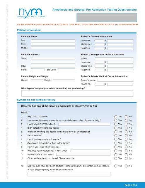Pre-Admission Form