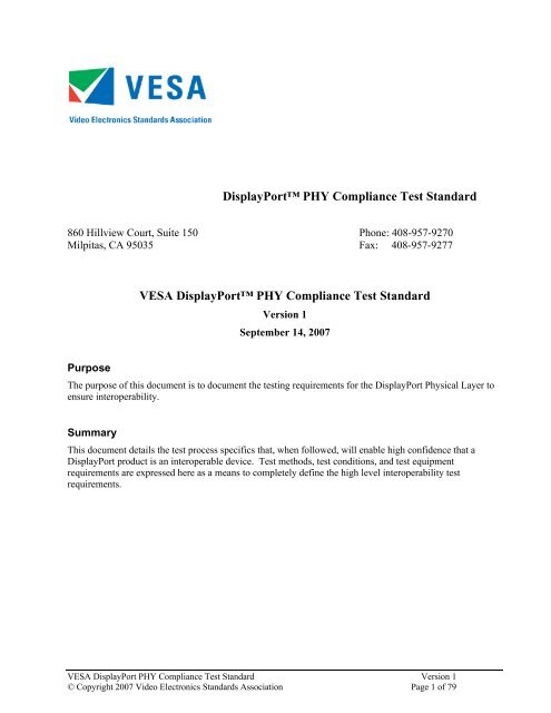 VESA DisplayPort PHY Compliance Test Standard v1.0.pdf