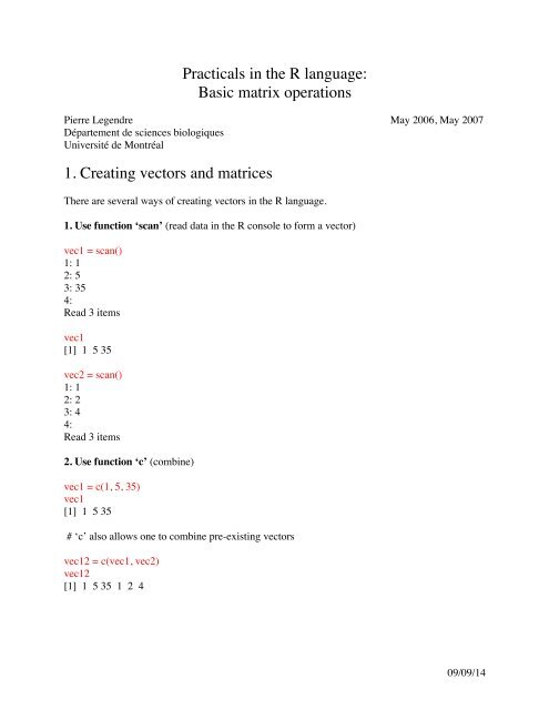 Basic Matrix Operations 1 Creating Vectors And Matrices