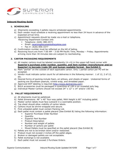 Inbound Routing Guide - Superior Communications