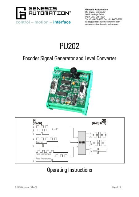 Encoder Signal Generator and Level Converter Operating Instructions