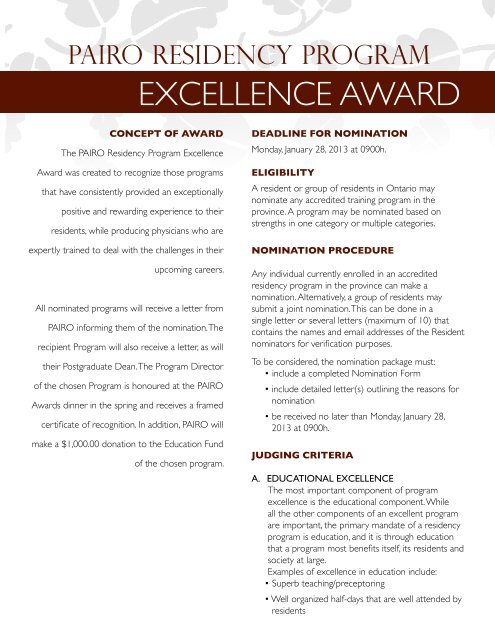 Program Excellence Award - Pairo