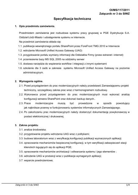 Specyfikacja techniczna - PGE Dystrybucja