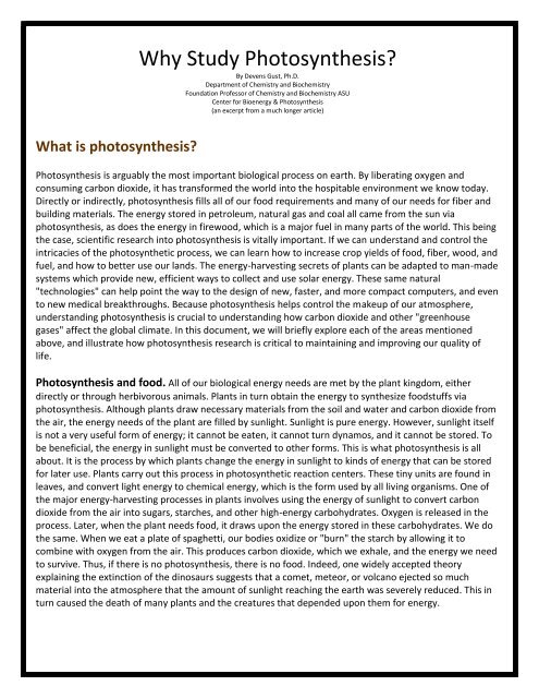 Unit 03b - Why Study Photosynthesis with questions
