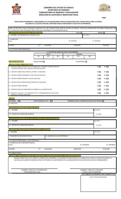 Aviso Para Dictaminar El Cumplimiento De Las Obligaciones Fiscales