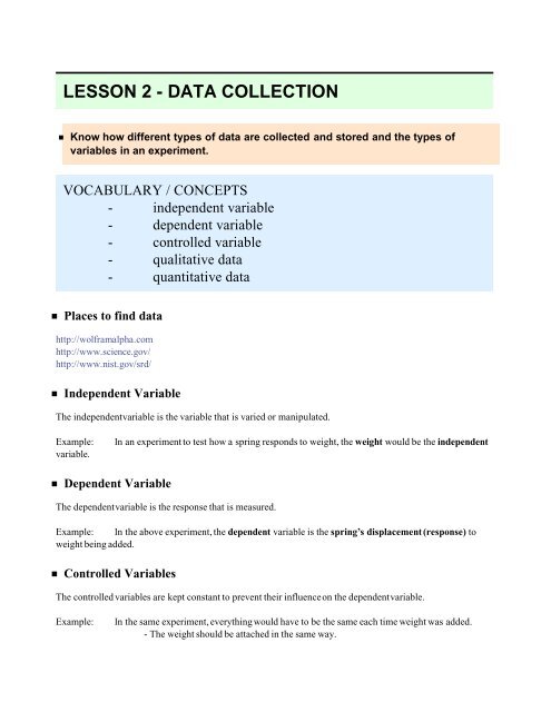Lesson 2 Data Collection