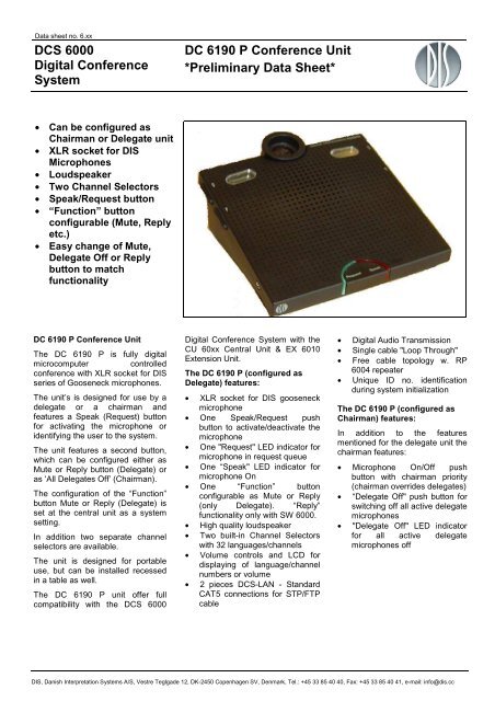 Preliminary Data Sheet DC 6190 P - AVC Group