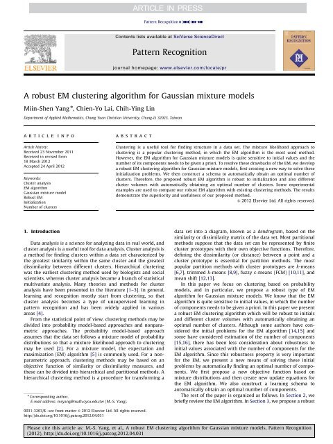 A Robust Em Clustering Algorithm For Gaussian Mixture Models 5122