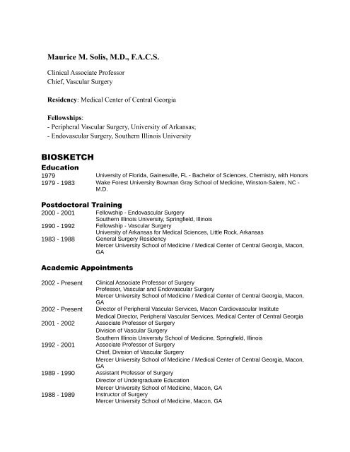 Bio/CV - MCCG General Surgery Residency