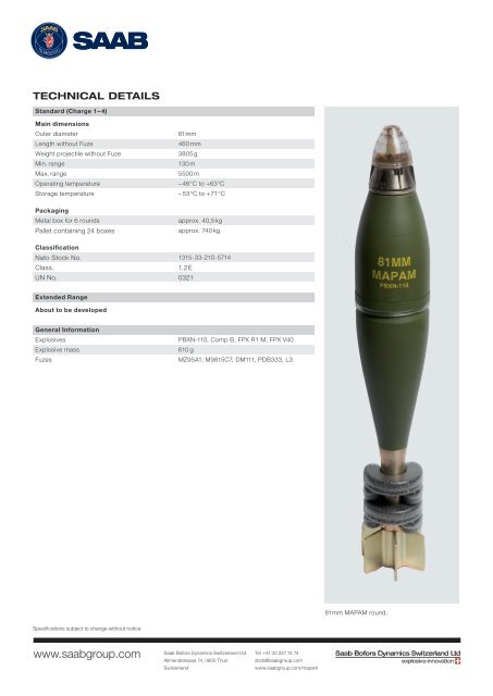 81 MM MAPAM advanced mortar round - Saab