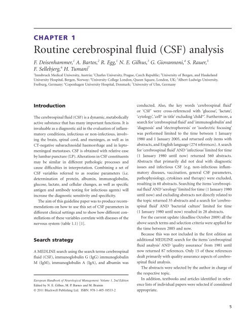 Routine Cerebrospinal Fluid (CSF) Analysis
