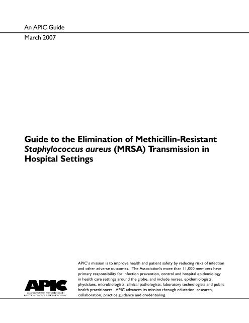 APIC MRSA Elimination Guideline