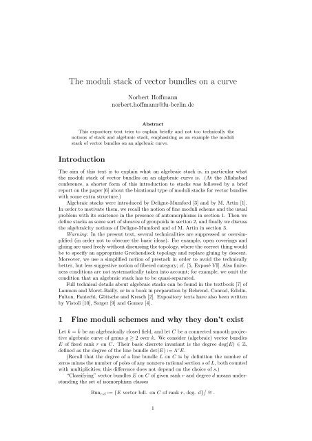 The moduli stack of vector bundles on a curve