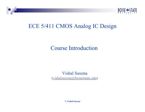 Ece 5411 Cmos Analog Ic Design Course Introduction