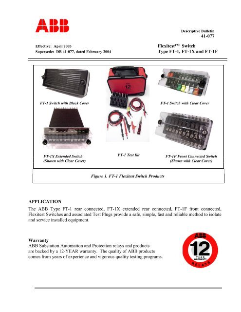 Flexitestâ ¢ Switch, Type FT-1, FT-1X and FT-1F (41-077).