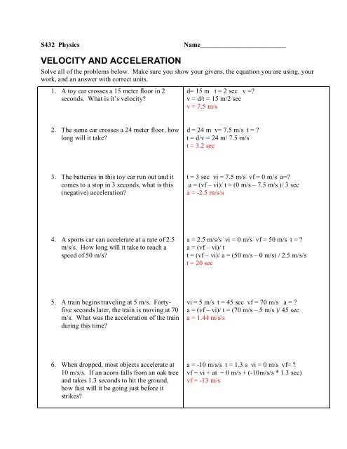 Acceleration Problems