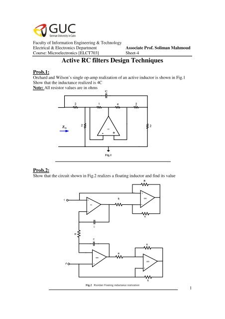 Active RC filters Design Techniques - GUC - Faculty of Information ...
