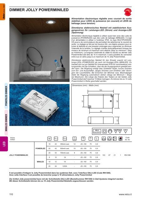 DIMMER JOLLY POWERMINILED - Relco