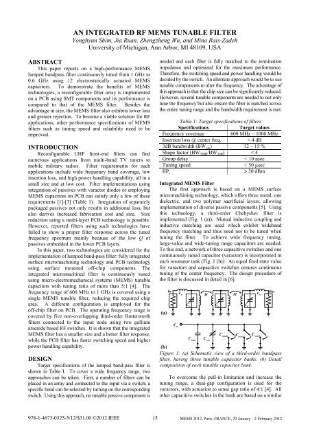 AN INTEGRATED RF MEMS TUNABLE FILTER