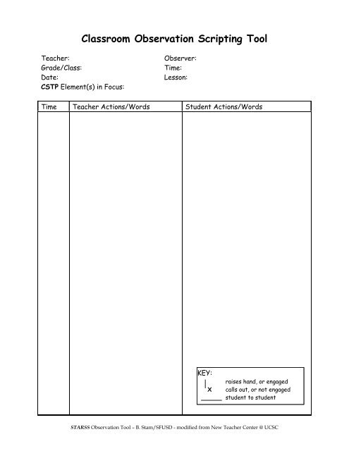 Classroom Observation Scripting Tool