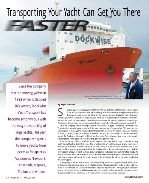 Dockwalk article, August 2004 - Dockwise Yacht Transport