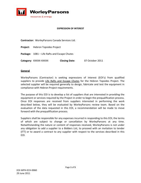 Life Rafts and Escape Chutes - Topsides - Hebron Project ...