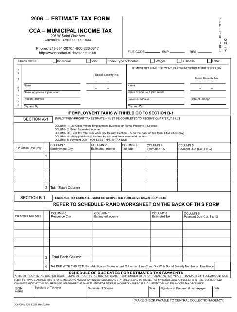 120-202 Estimate tax form2.pmd - CCA - Cleveland