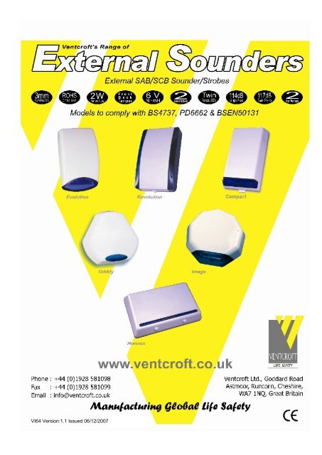 Ventcroft's Range of External Sounders Instructions