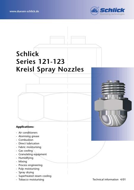 Schlick Series 121-123 Kreisl Spray Nozzles - DÃ¼sen-Schlick GmbH