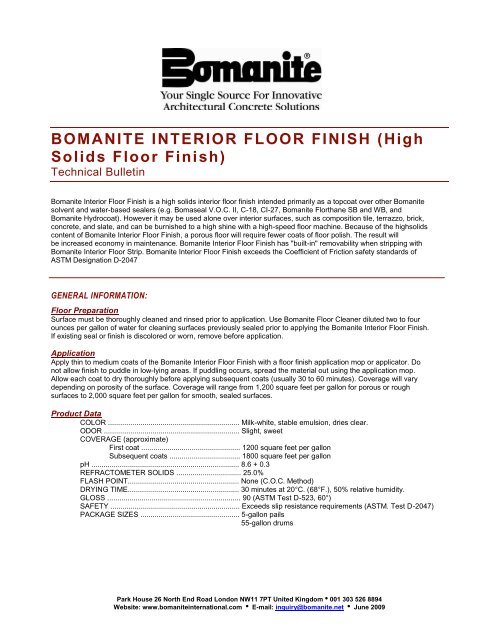 Interior Floor Finish - Bomanite International