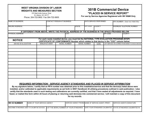 Form 301b (PDF) - West Virginia Division of Labor