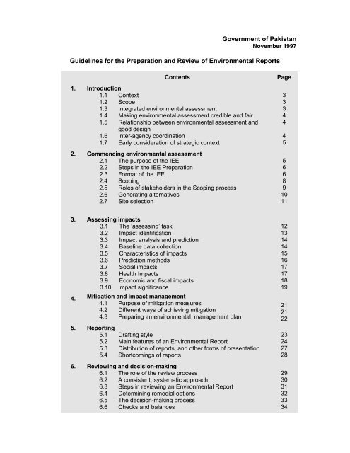 Guidelines for preparation and review of Environmental Report
