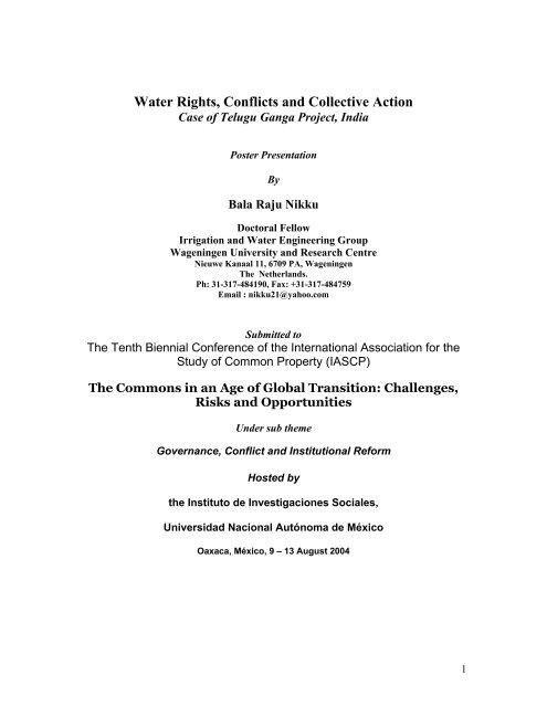 Water Rights, Conflicts and Collective Action
