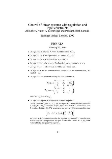 Control Of Linear Systems With Regulation And Input Constraints