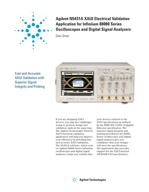 Agilent N5431A XAUI Electrical Validation Application ... - MetricTest