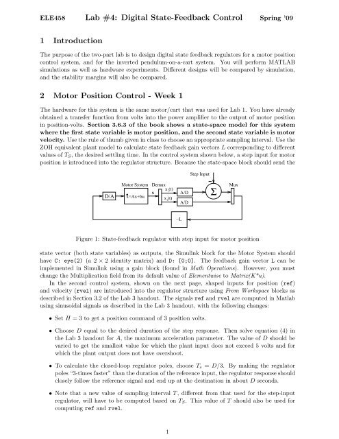 Lab #4: Digital State-Feedback Control 1 Introduction 2 Motor ...