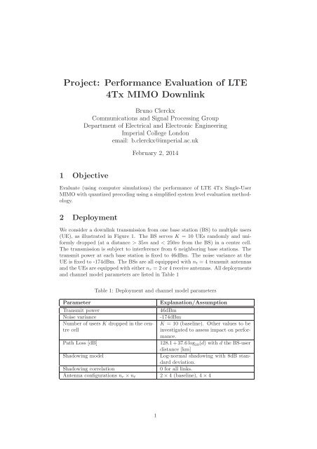 Project Performance Evaluation Of Lte 4tx Mimo Downlink