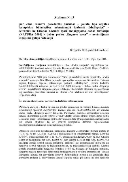 Atzinums - Vides pārraudzības valsts birojs