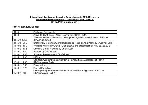 Seminar Schedule