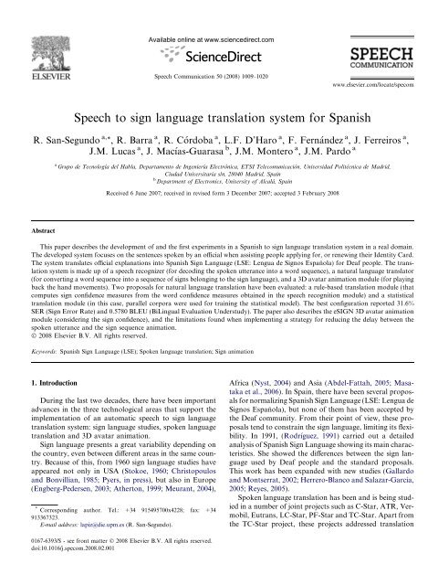 Speech to sign language translation system for ... - ResearchGate